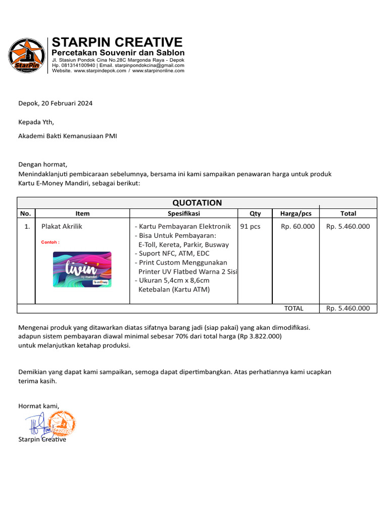 Surat Penawaran E-Money ABK PMI | PDF | Game & Aktivitas