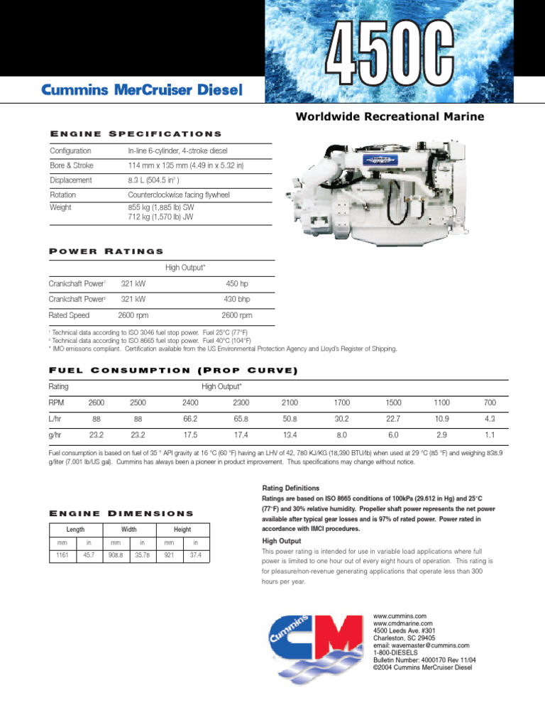 Motor 6CTA 20450 Brochure | PDF | Horsepower | Diesel Engine