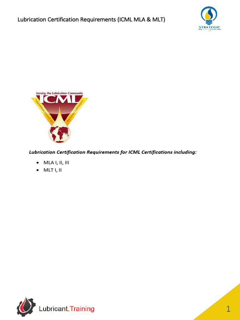 Lubrication-Certification-Requirements ICML MLA MLT | PDF | Wear | Lubricant