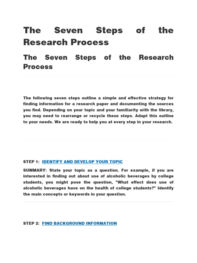Seven Steps for Effective Research | PDF | Apa Style | Citation