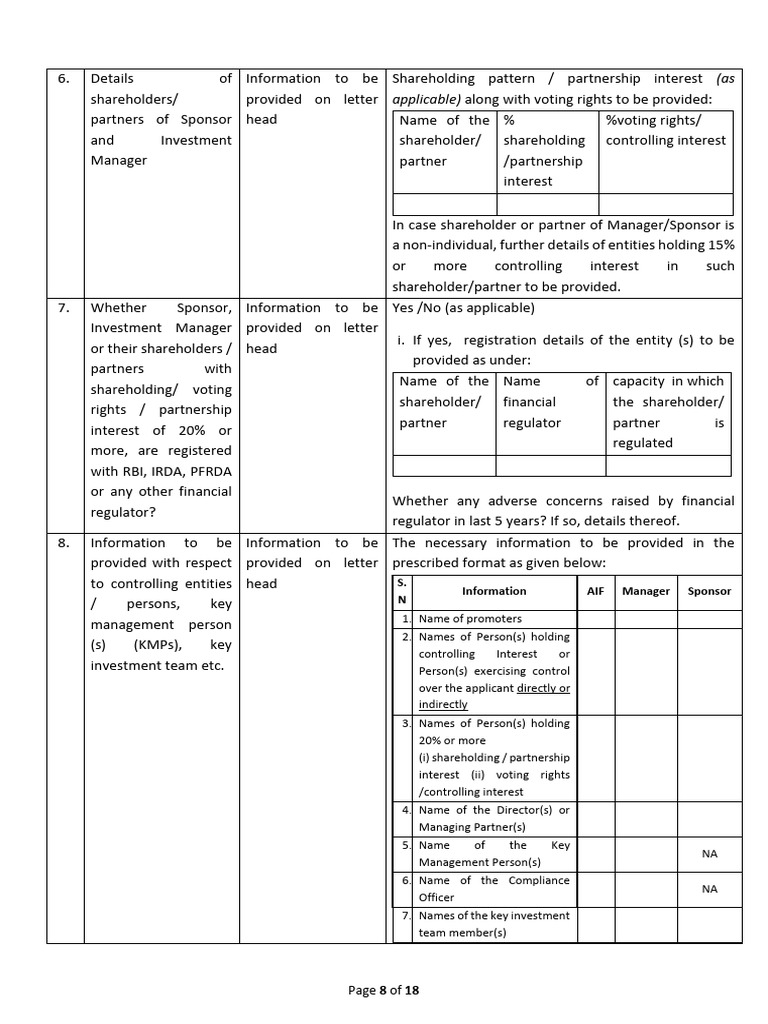 AIF Checklist Format For SR No. 6 To 10 & B | PDF | Financial Services ...