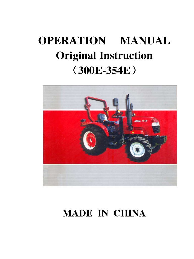 Jinma JM300-354E Operator Manual | PDF | Tractor | Diesel Engine