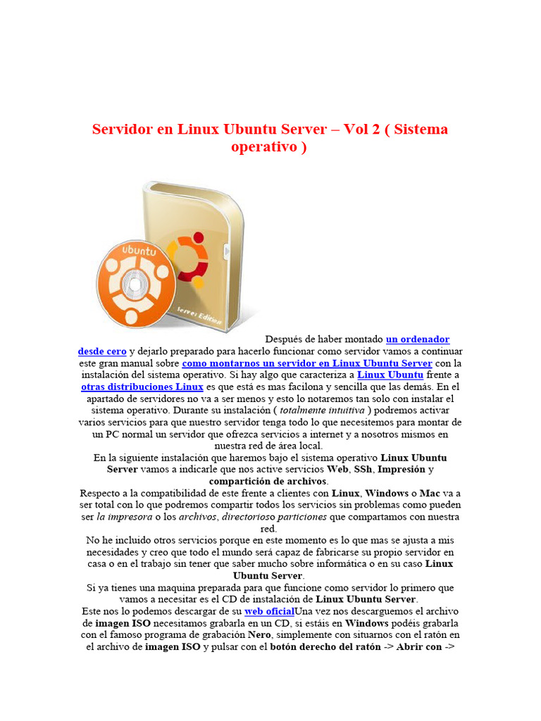 Instalar y Configurar Linux Ubuntu Server | PDF | Red mundial ...