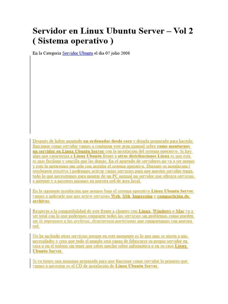 Servidor en Linux Ubuntu ServerVol 2 | PDF | Servidor (Computación ...