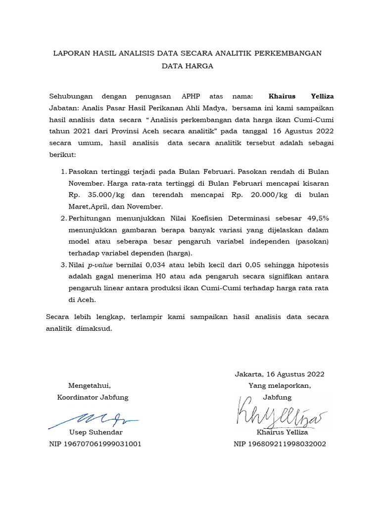 LAPORAN HASIL ANALISIS DATA SECARA ANALITIK | PDF