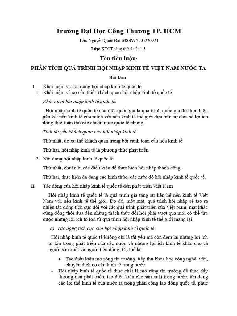 Tiểu Luận KTCT | PDF