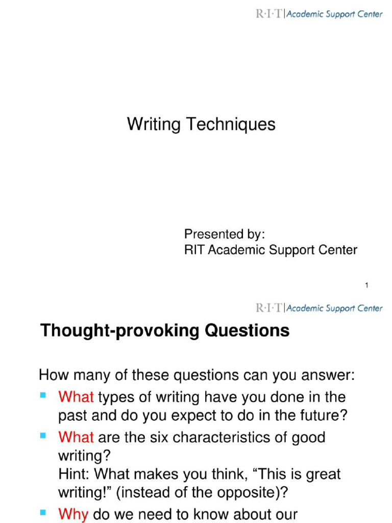 Writing Techniques | PDF