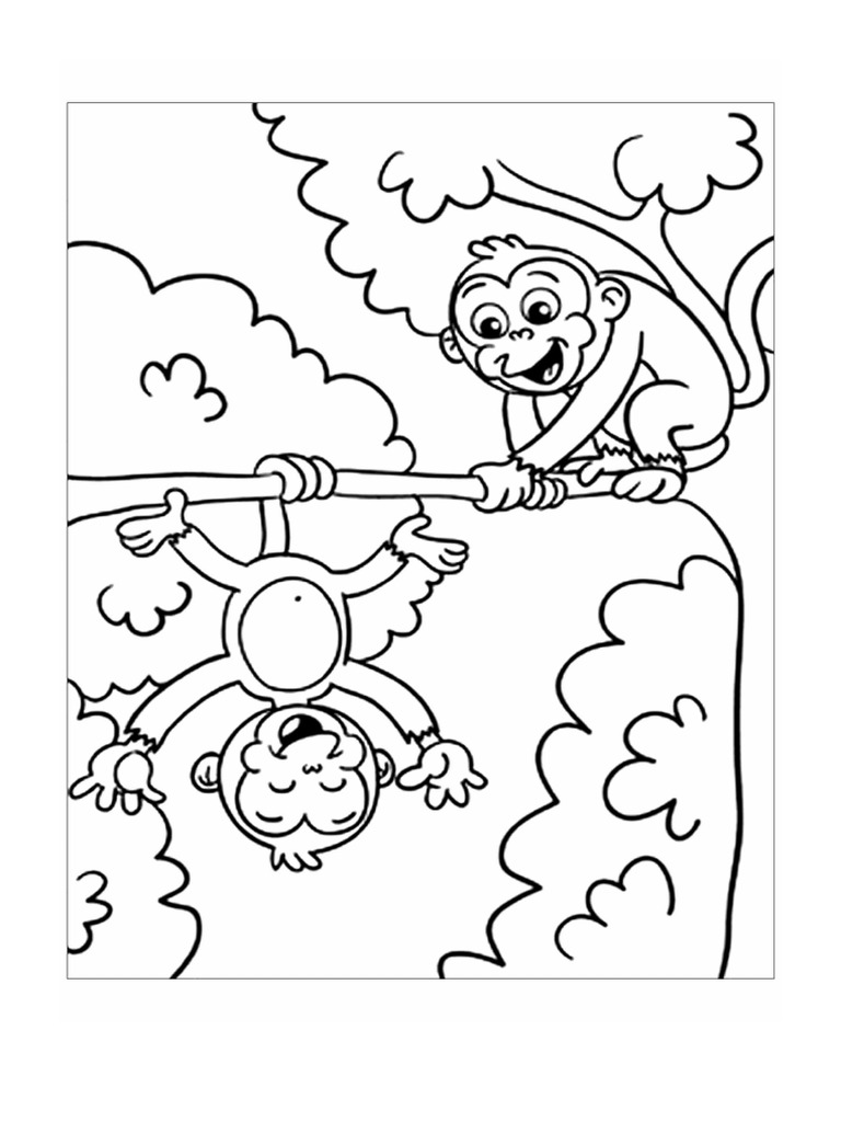 Coloring Pages For Children Monkeys 19644 | PDF