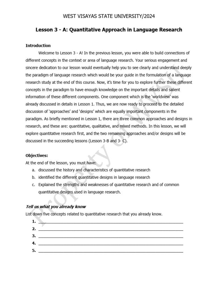 3A Quantitative Approach | PDF | Quantitative Research | Experiment