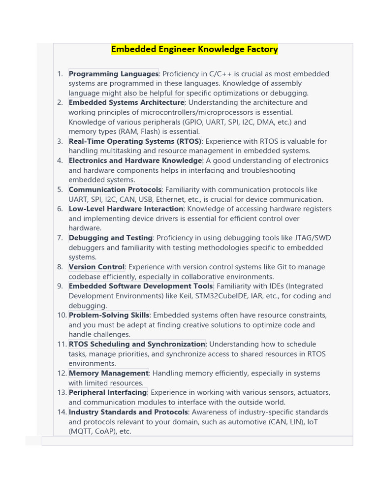 Embedded Skills Required | PDF | Embedded System | Microcontroller