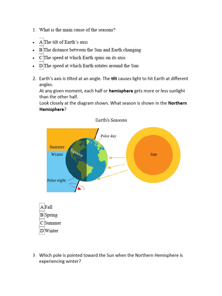 What is the main cause of the seasons | PDF
