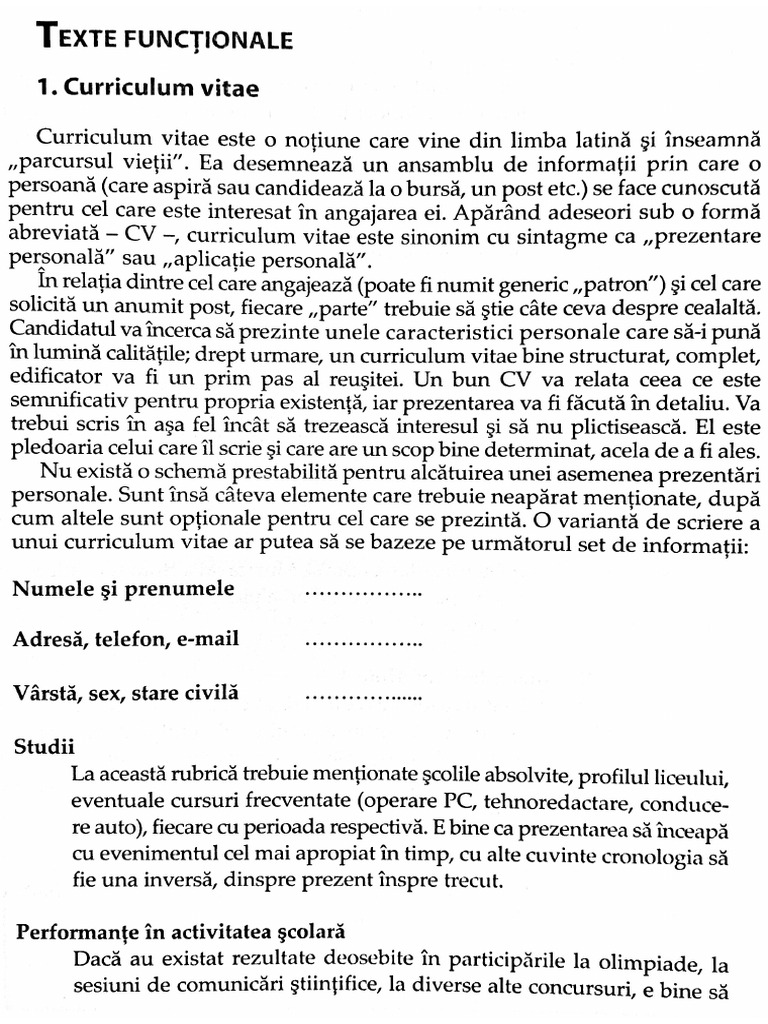 Texte Functionale. CV | PDF