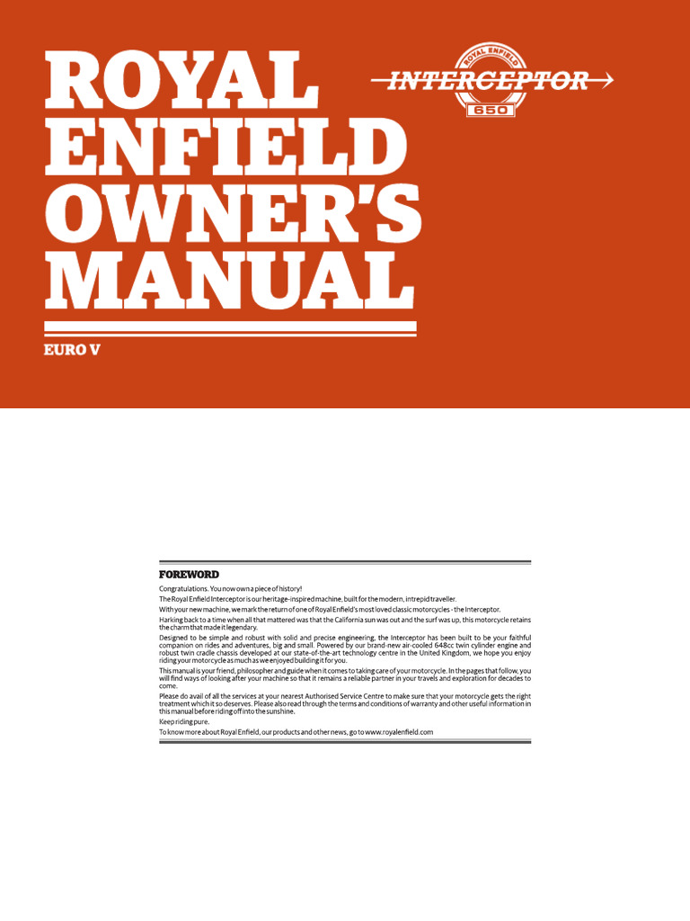 RE Interceptor EURO 5 Manual | PDF