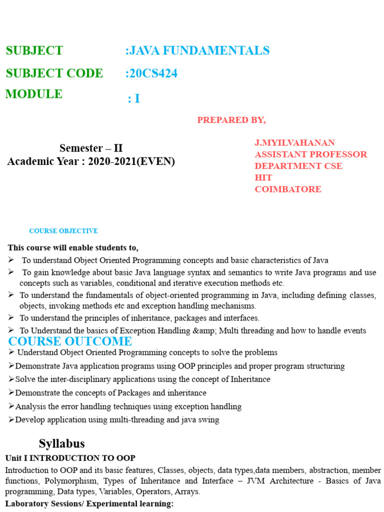 Java Unit I Pdf Inheritance Object Oriented Programming Class 6798
