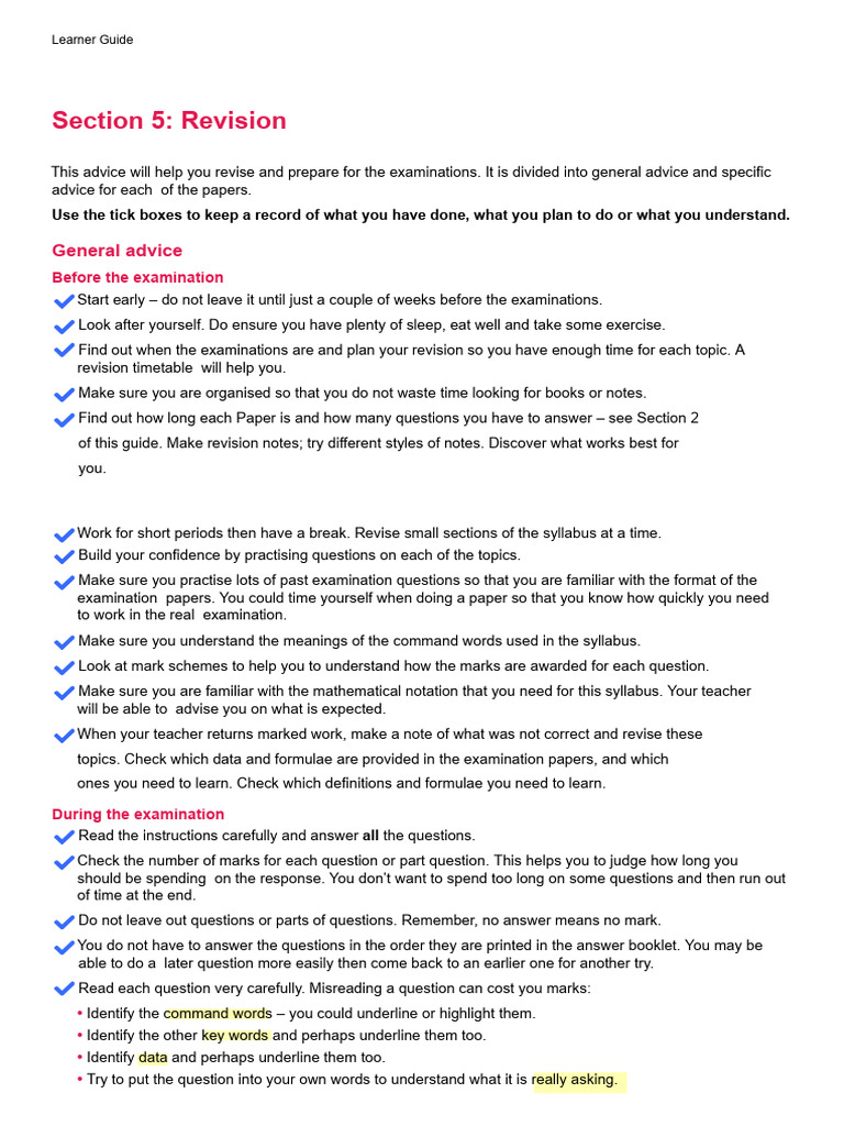(Template) 9702 Student Learner Guide (Paper Specific Checklist) | PDF ...