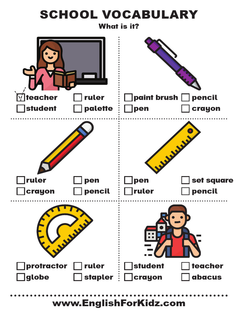 School Vocabulary List Guide | PDF | Tools