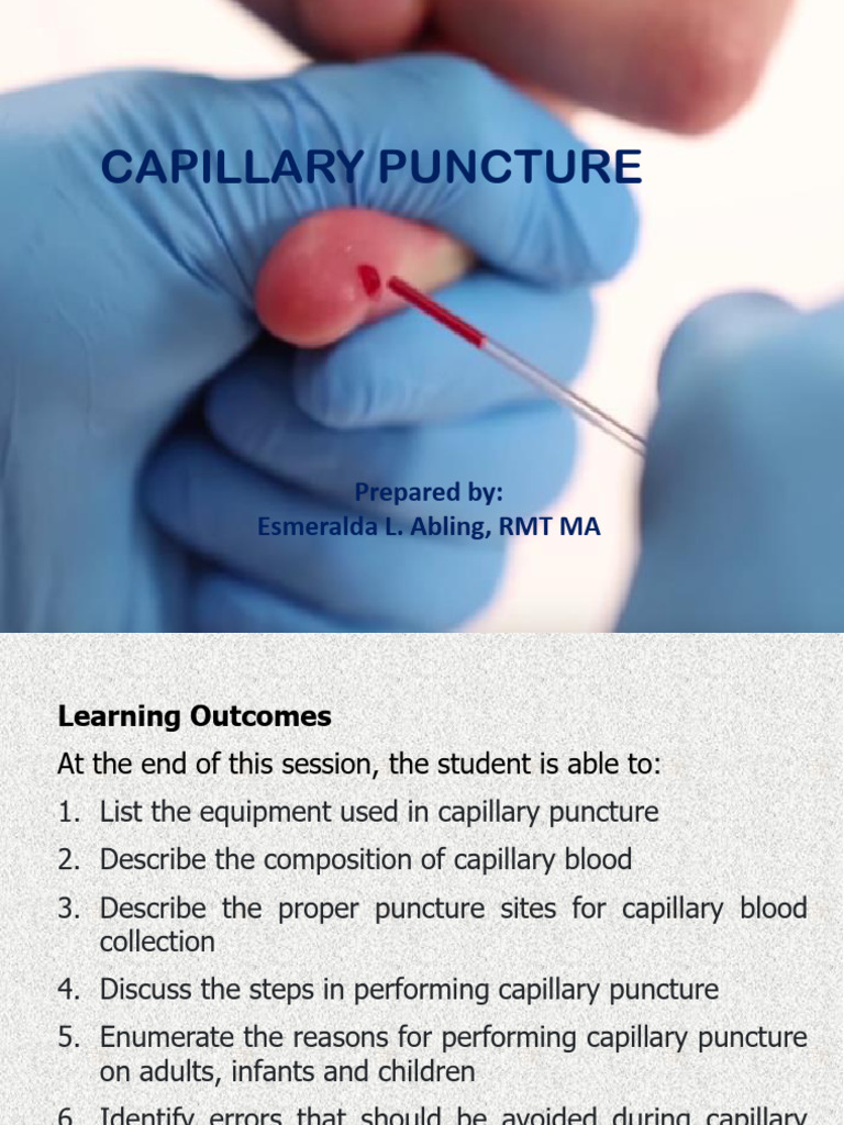 Capiilary Puncture | PDF | Capillary | Blood