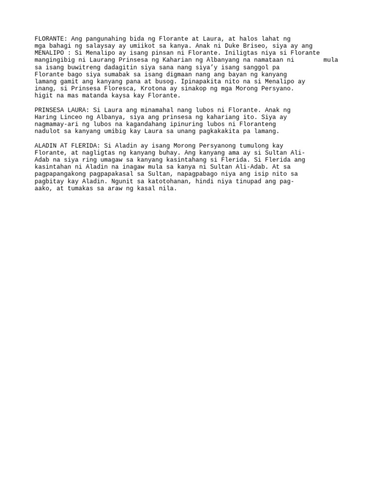 Tauhan Florante Laura | PDF