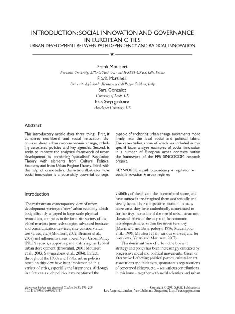 Moulaert 2007 | PDF | Discourse | Governance