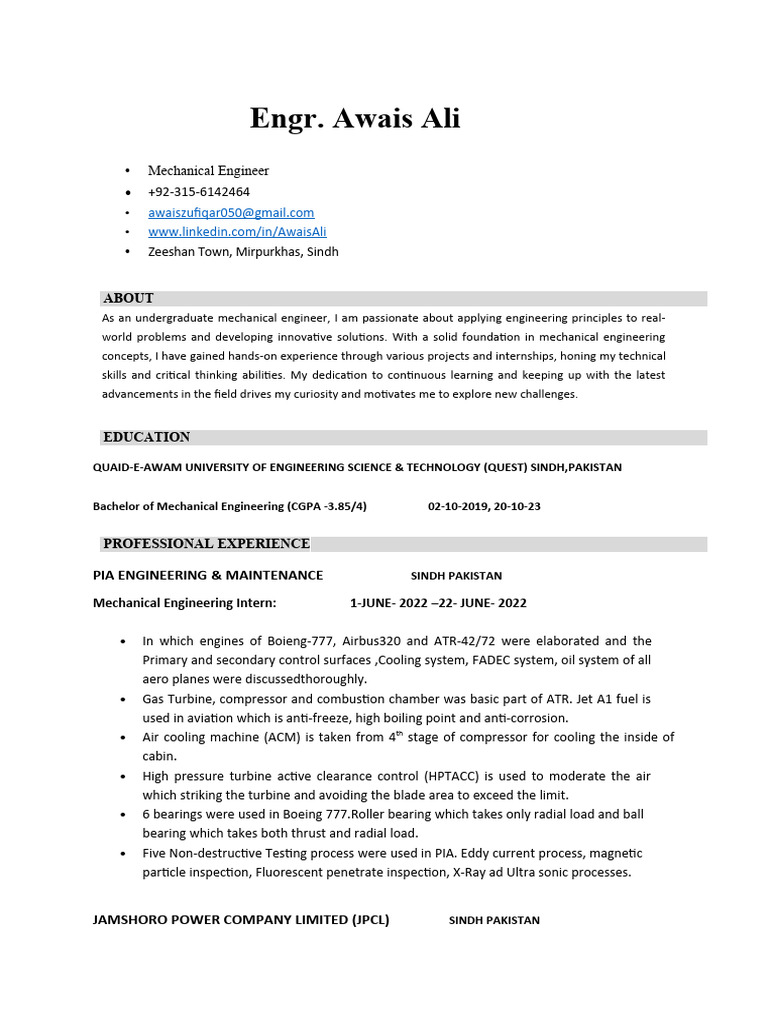 Engr Awais Ali | PDF | Gas Turbine | Engineering