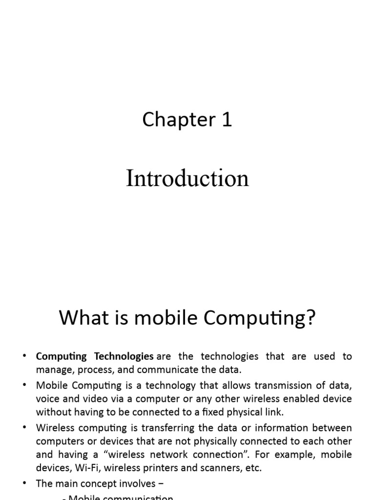 Mob Comp Chapter 1 | PDF | Smartphone | Mobile Computing