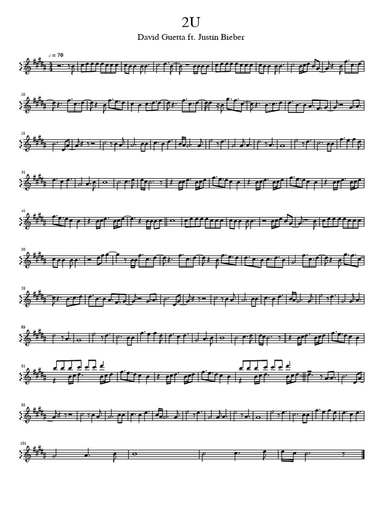 2U by David Guetta Ft. Justin Bieber With Lyrics | PDF | Pop Music ...