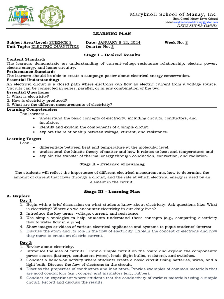 Grade 8 - Electrical Quantities | PDF | Electrical Resistance And ...