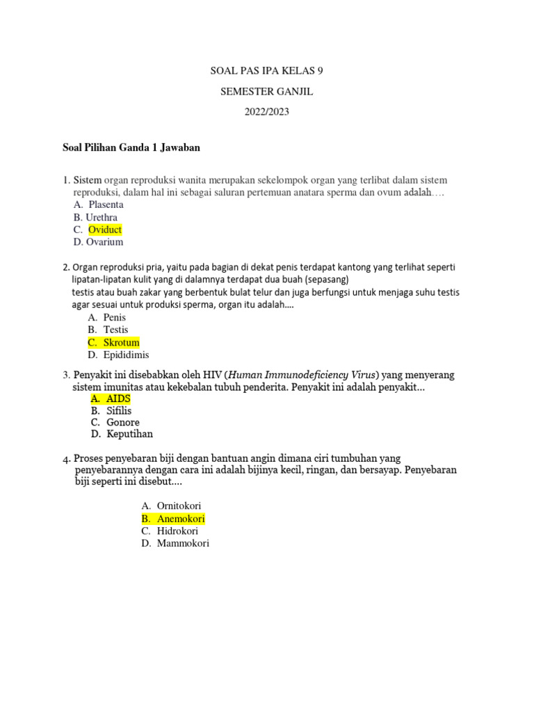 Soal Pas Ipa Kelas 9 | PDF | Kesehatan Holistik | Sains & Matematika