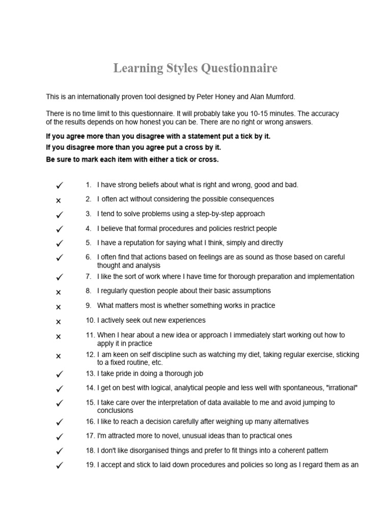 Chestionar Stiluri Invatare | PDF | Thought | Behavioural Sciences