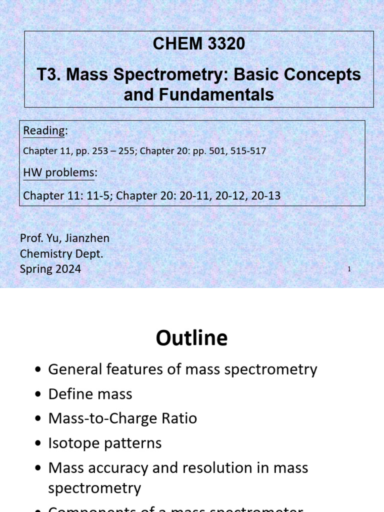 T3. Introduction To Mass Spectrometry | PDF | Mass Spectrometry ...