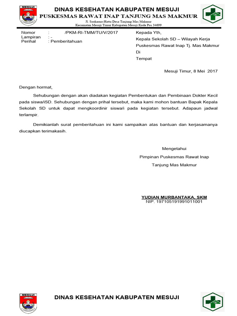 Surat Pemberitahuan Desa - 4.1.1 | PDF