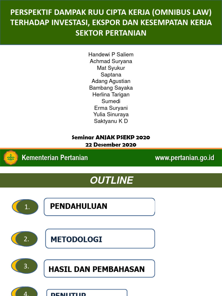 Uji RUU Cipta Kerja - Kementan2020 | PDF