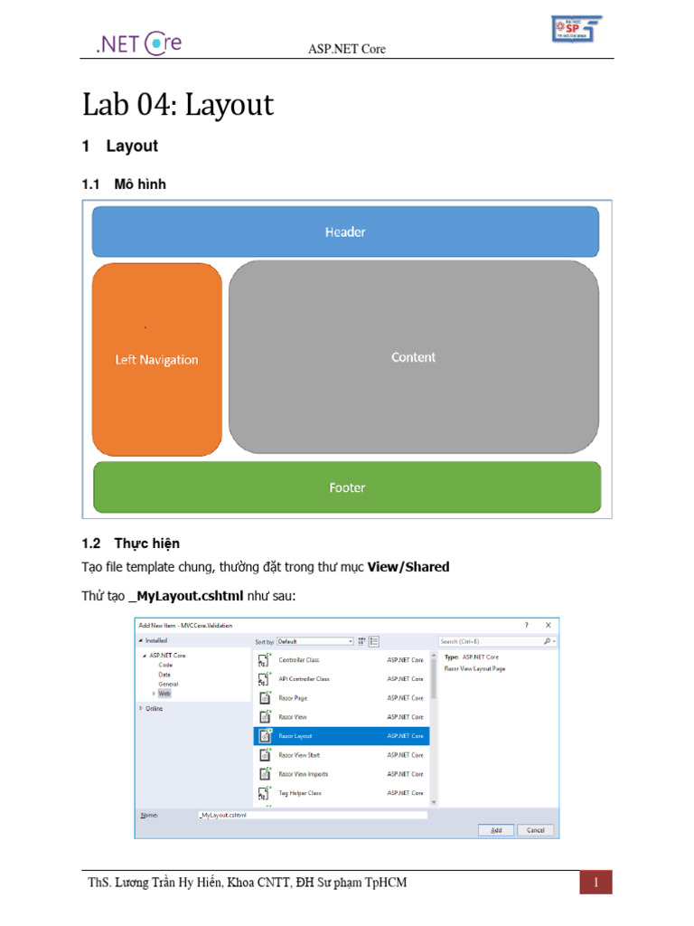 HCMUE ASPCore Lab04 | PDF