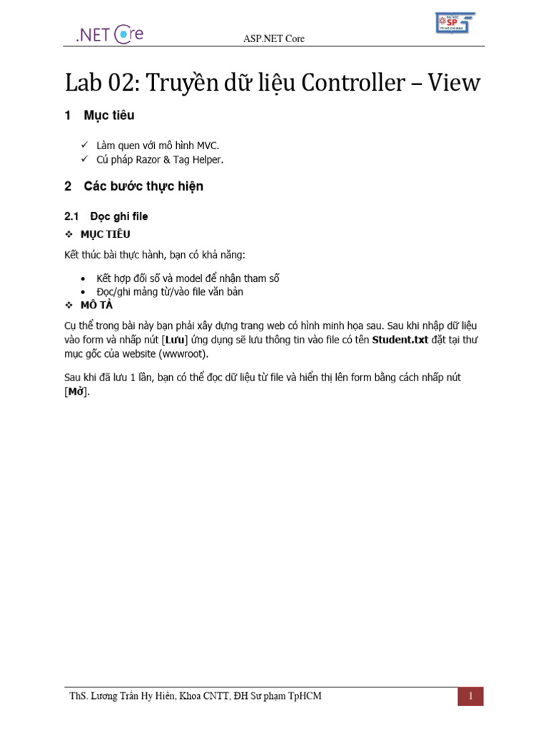 HCMUE ASPCore Lab02 | PDF