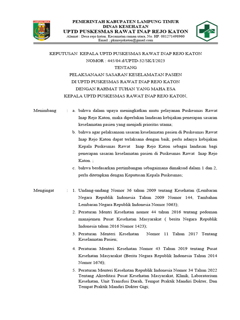 SK Pelaksanaan SKP | PDF