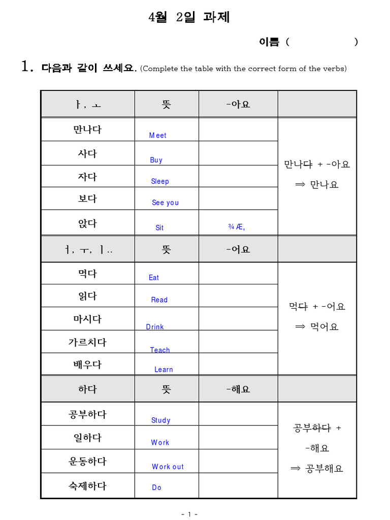 Korean language assignment | PDF