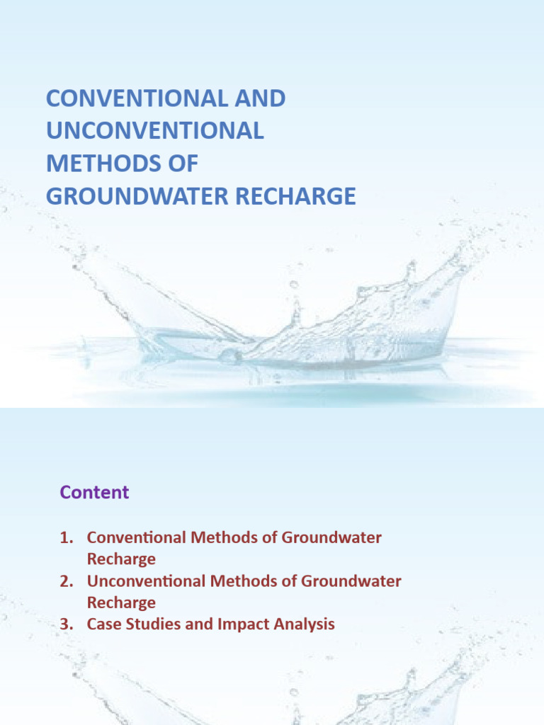 Ground Water Recharge Techniques | PDF | Groundwater | Aquifer