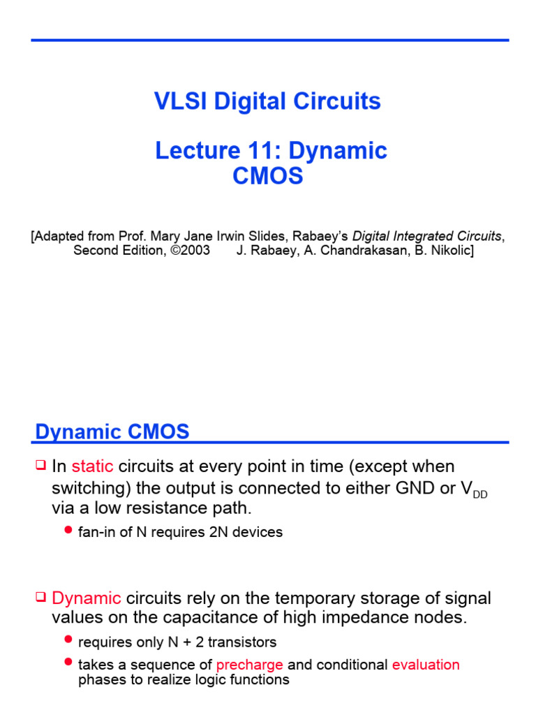 Lecture 11 | PDF | Cmos | Logic Gate