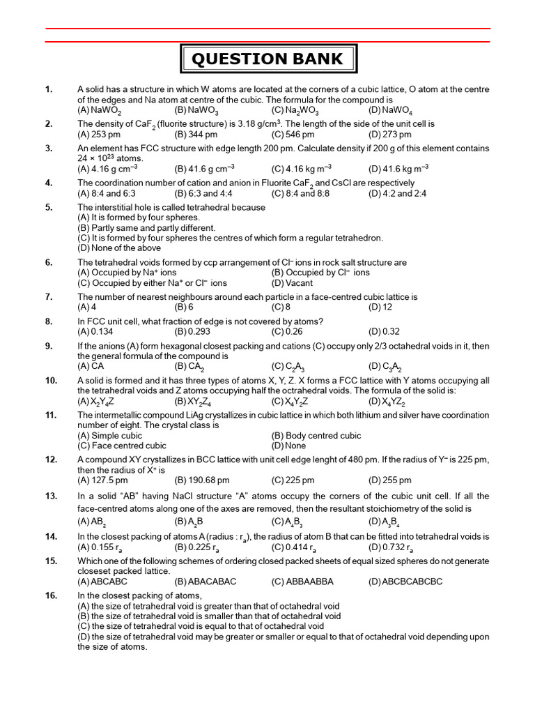 Question Bank | Download Free PDF | Crystal Structure | Mineralogy