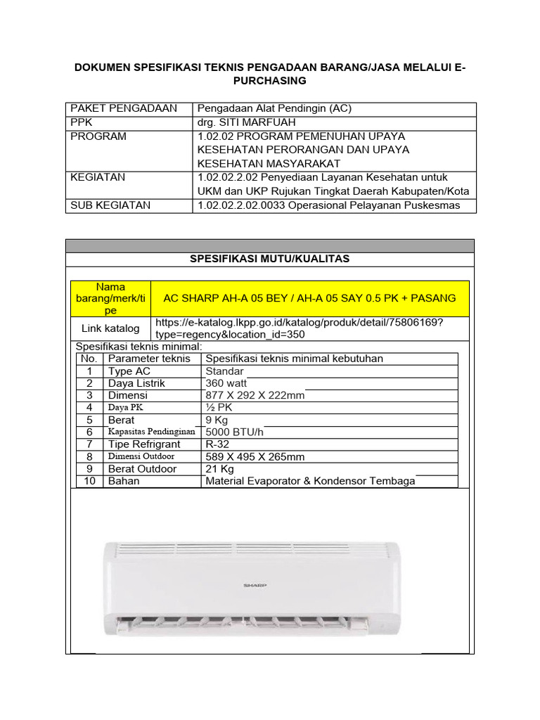 Spesifikasi Teknis E Purchasing Ac Pdf