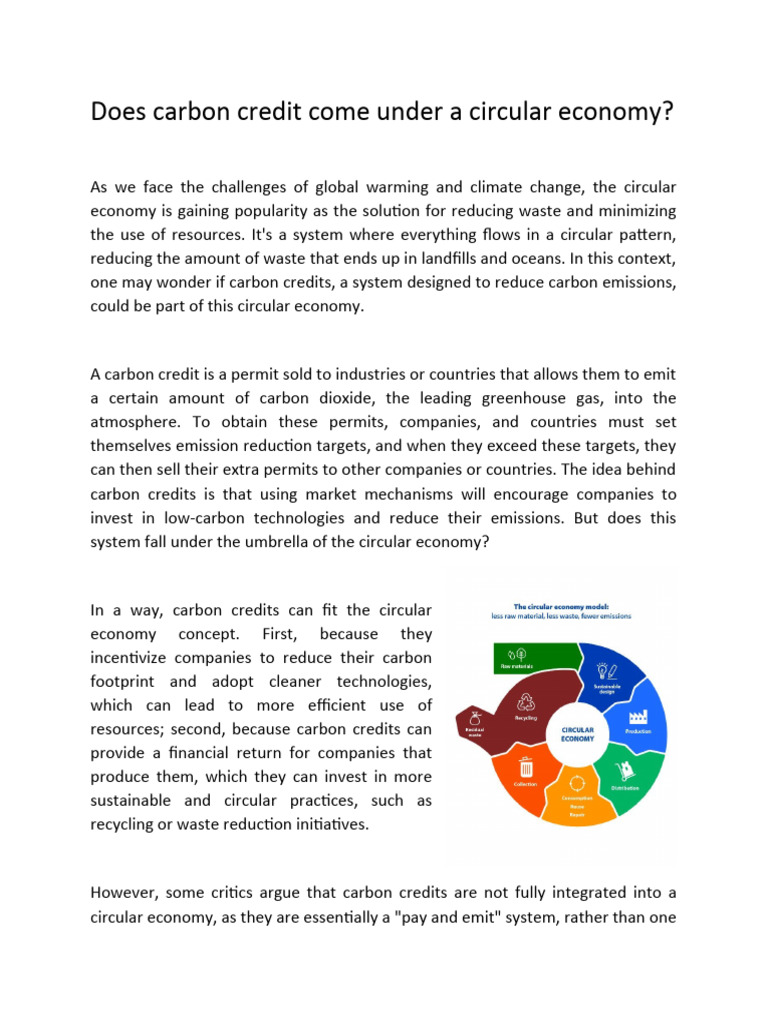 Carbon Credits in Circular Economy | PDF | Environmental Social Science ...
