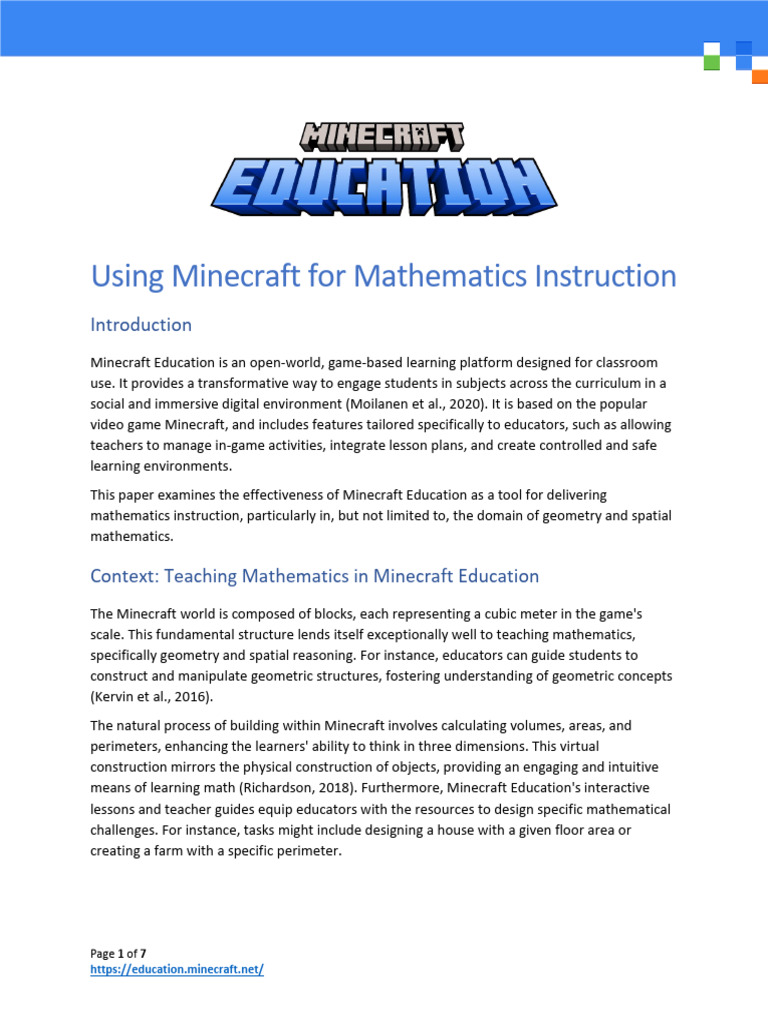 Math in Minecraft Whitepaper | PDF | Symmetry | Mathematics