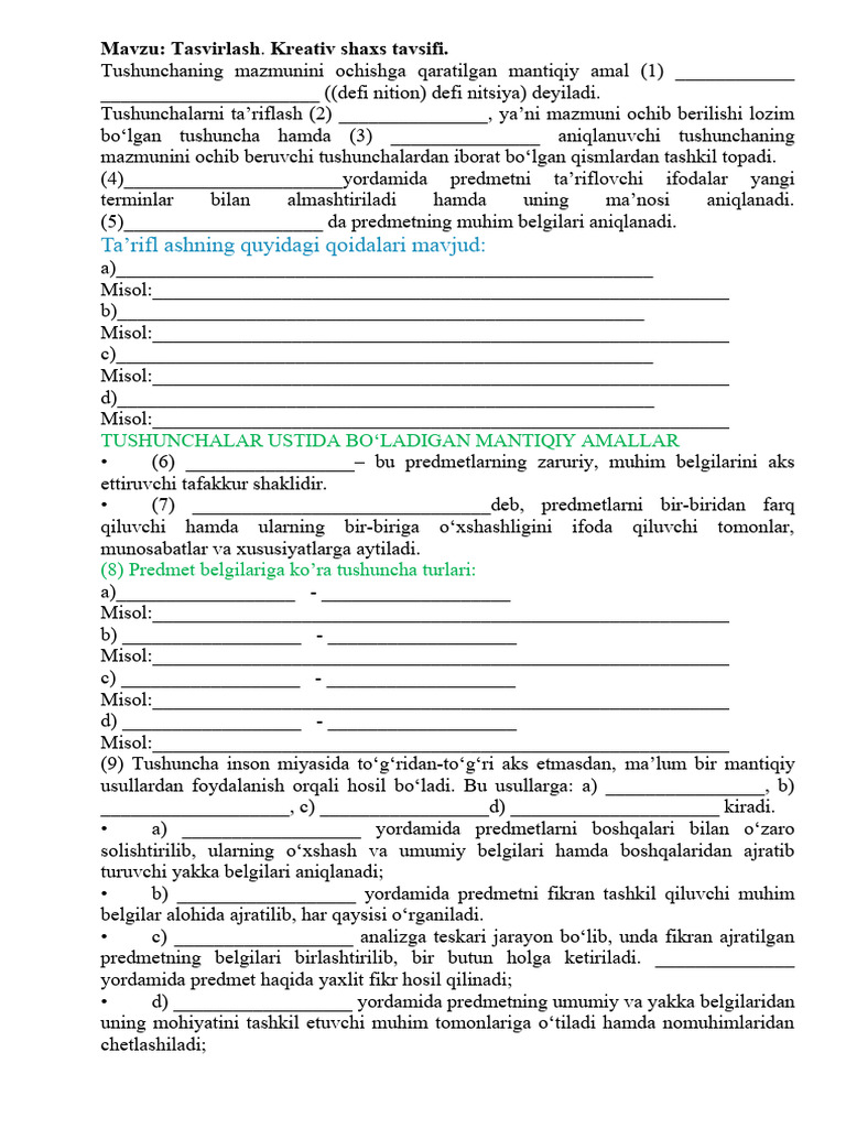 7 - Ma'ruza Tarqatma Materiali Variantlari Bilan | PDF