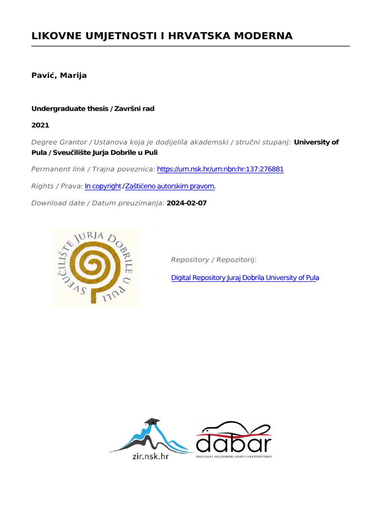 Likovne Umjetnosti I Hrvatska Moderna | PDF