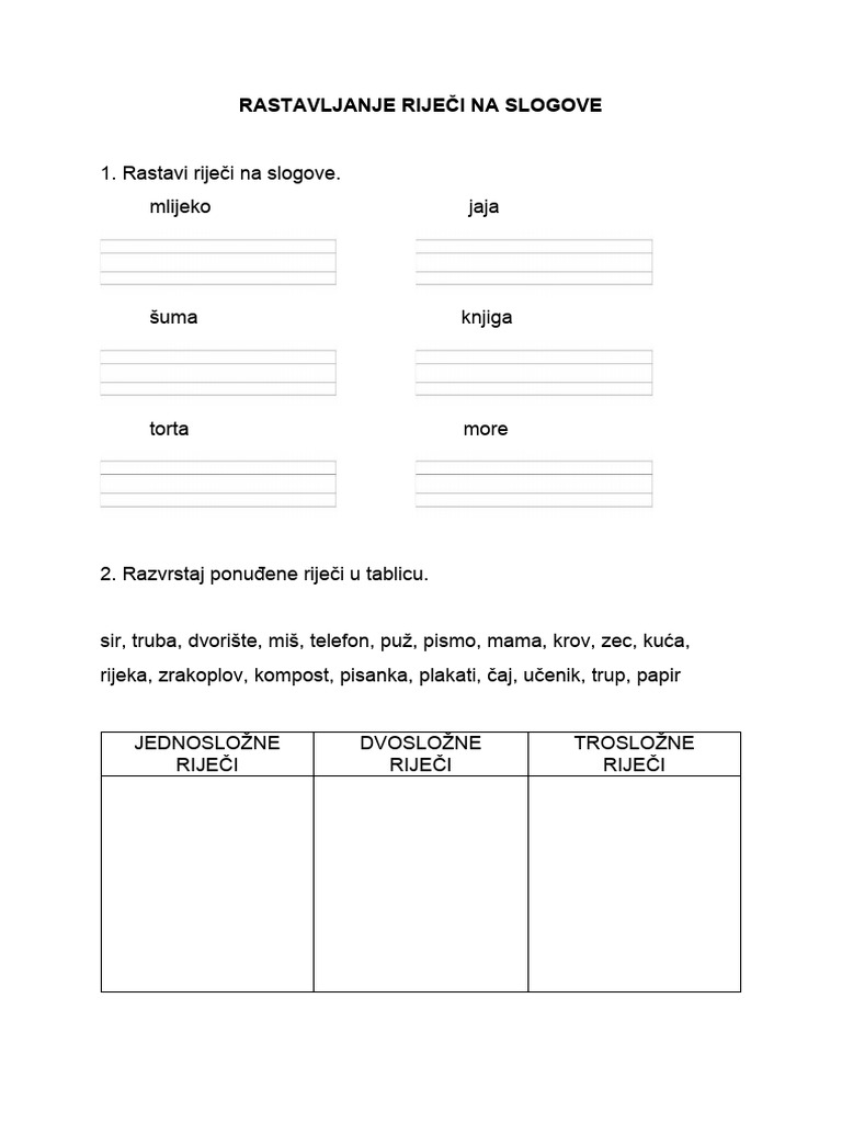 03+Rastavljanje+rijeci+na+slogove | PDF