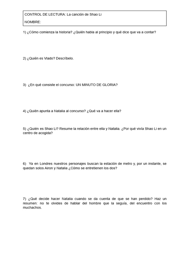 Cancion Shao Li | PDF