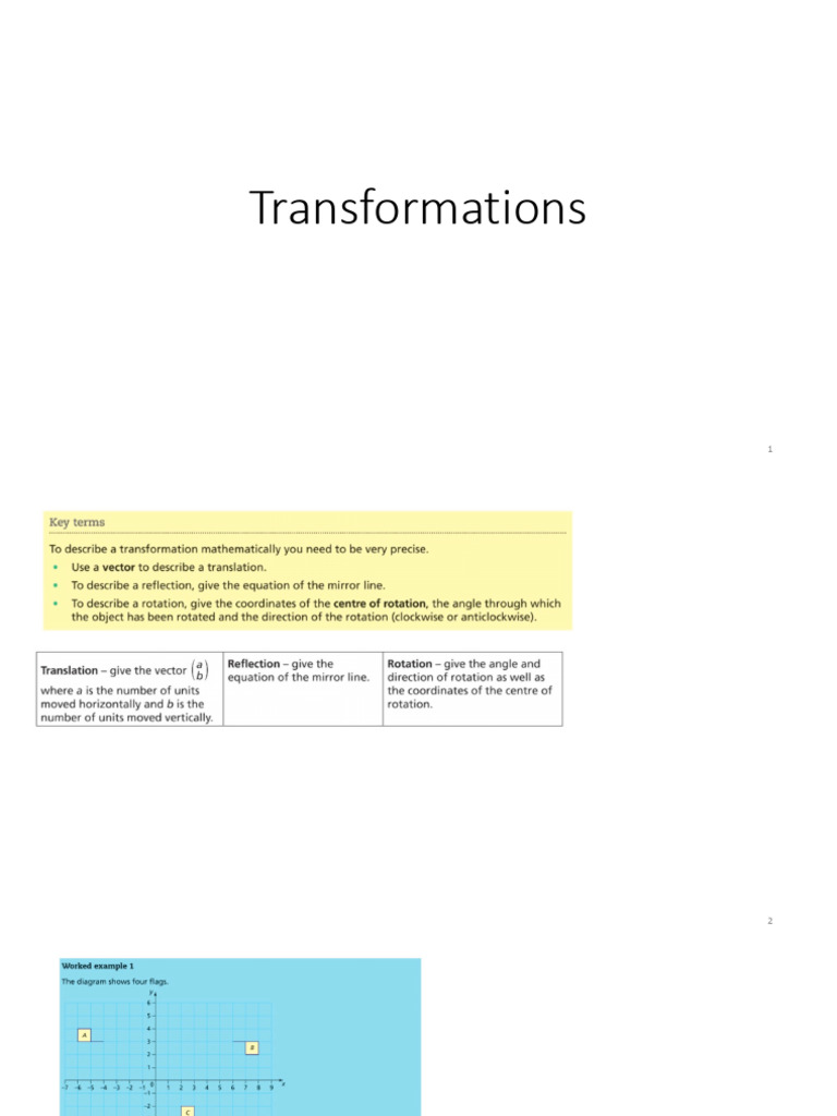6 Year 9 (Transformations) | PDF