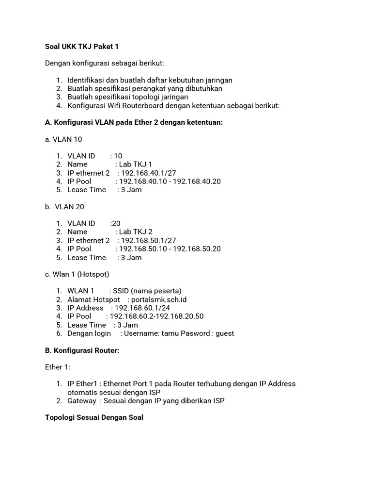 Soal UKK TKJ Paket 1 | PDF
