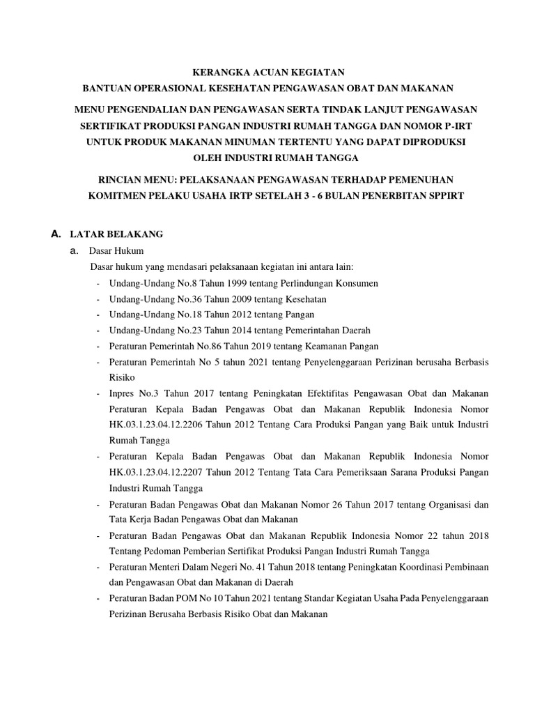 Pengawasan SPPIRT untuk IRTP | PDF