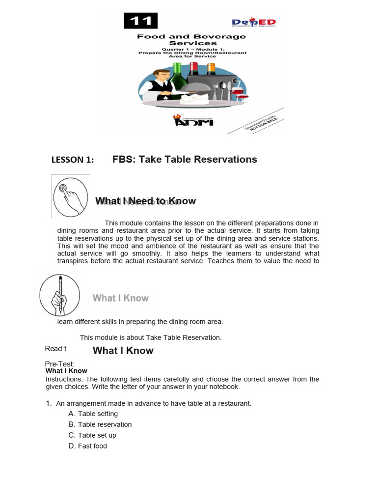 FBS Week 1 | PDF | Restaurants | Menu